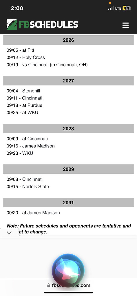 Future Schedules - Football - MiamiHawkTalk